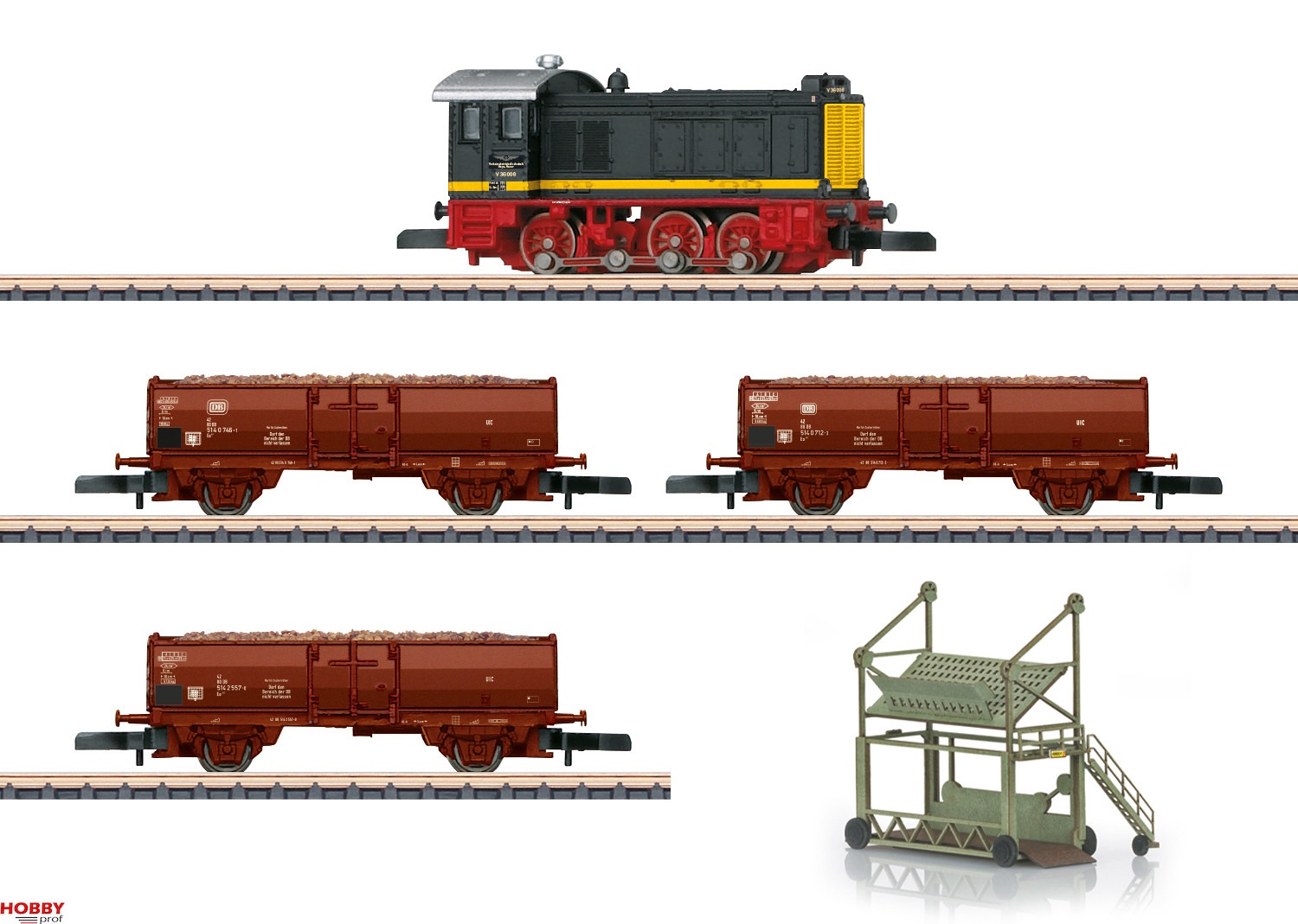 Märklin VGH Br V36 Diesel Locomotive with Sugar Beet Train (Z) Schaal 1 ...